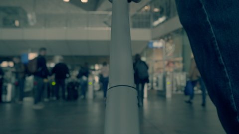 people walking through glass reflection business Stock Footage Video ...