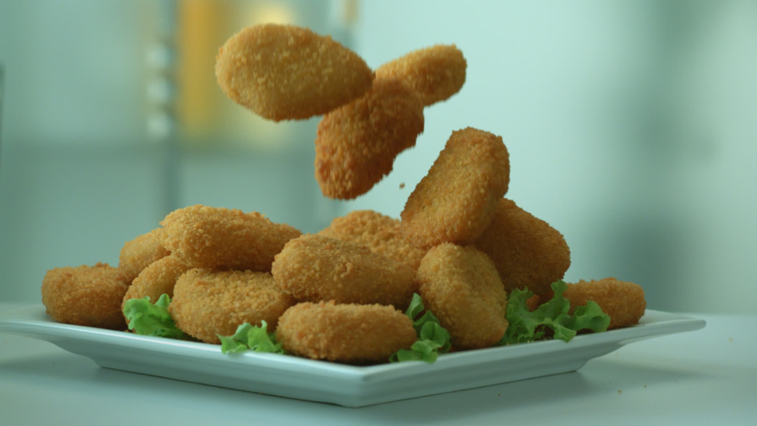 Appetizing Tasty Yellow Chicken Nuggets Stock Footage Video (100% ...
