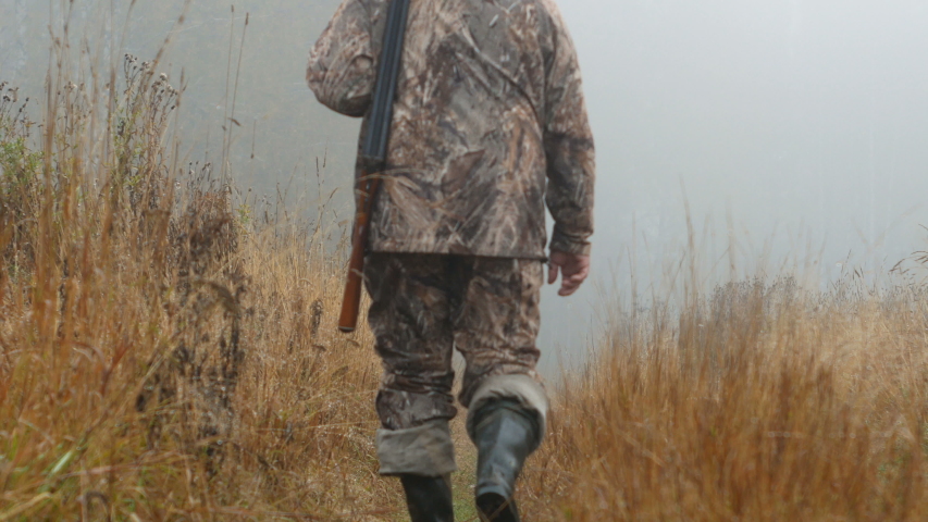 hunter on road early morning fog Stock Footage Video (100% Royalty-free ...