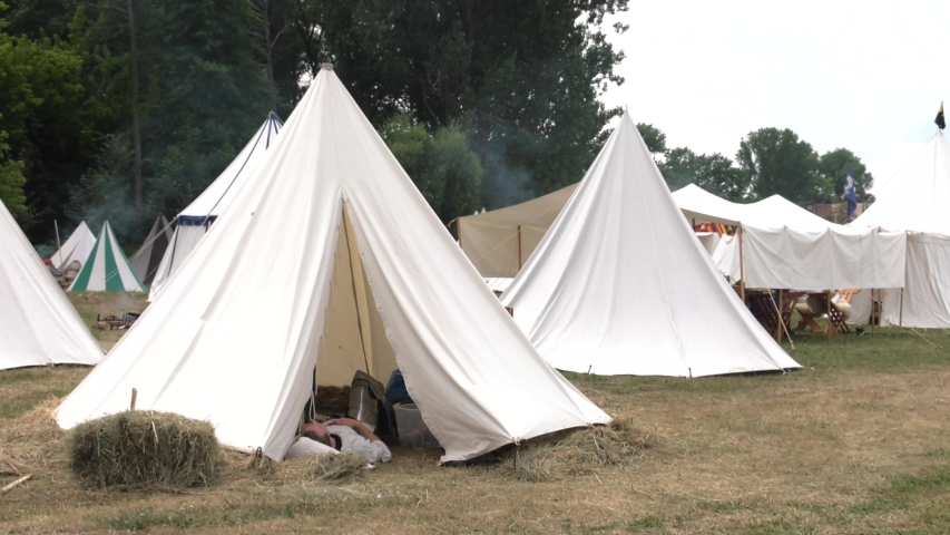 medieval military tent camp site middle Stock Footage Video (100% ...
