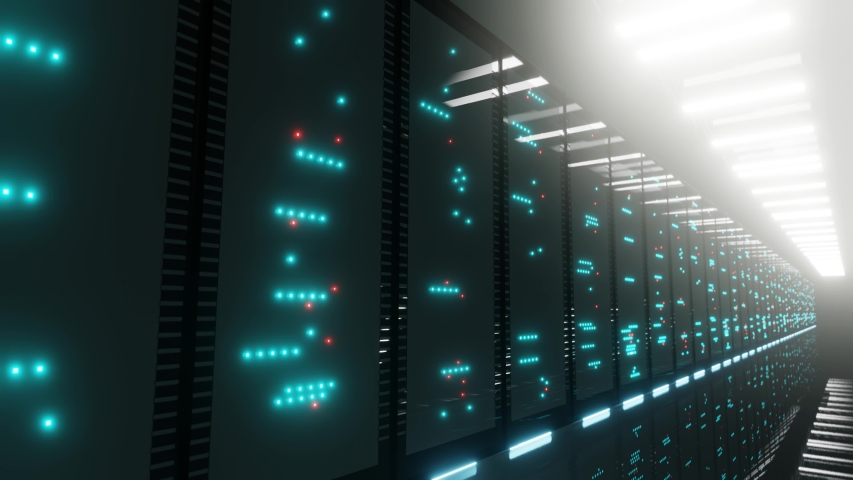 Data Center with Endless Servers. Stock Footage Video (100% Royalty ...