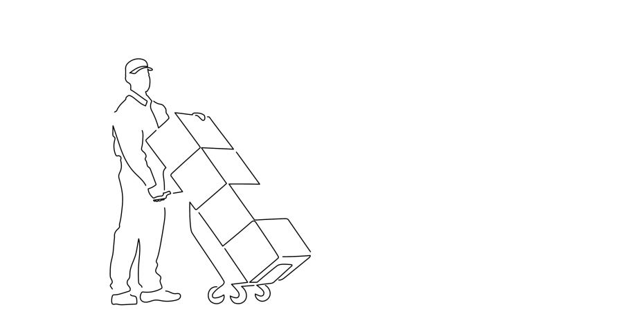 Delivery Man Line Drawing, Animated Stock Footage Video (100% Royalty ...