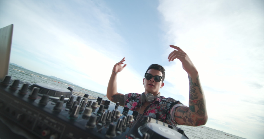 Happy Asian Male Dj Playing Stock Footage Video (100% Royalty-free ...