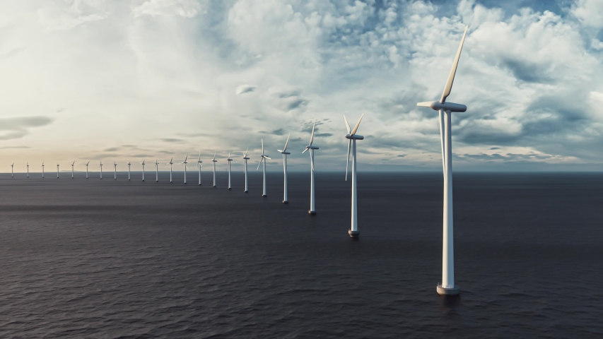 ocean wind farm windmill offshore turbines Stock Footage Video (100% ...