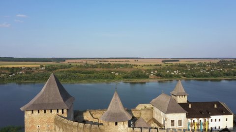 Aerial View Hotyn Medieval Castle On Stock Footage Video (100% Royalty ...