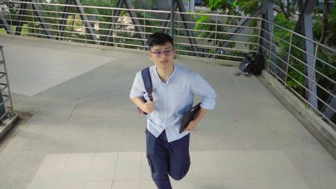 Slow Motion Male University Students Rushed Stock Footage Video (100% ...