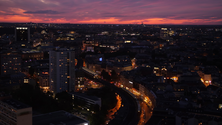 Aerial Night View of Berlin Stock Footage Video (100% Royalty-free ...