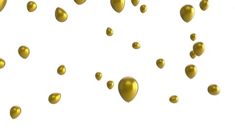 Animation Gold Balloons Floating On White Stock Footage Video (100% ...
