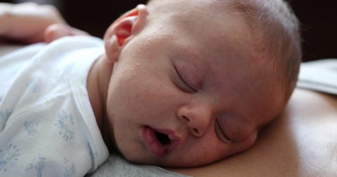 Portrait Sleeping Newborn Baby Deep Sleep Stock Footage Video (100% ...