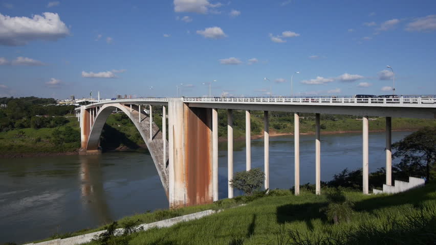 view friendship bridge ponte da amizade Stock Footage Video (100% ...