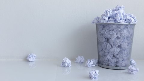 Crumpled Paper Throw Into Gray Trash Stock Footage Video (100% Royalty ...
