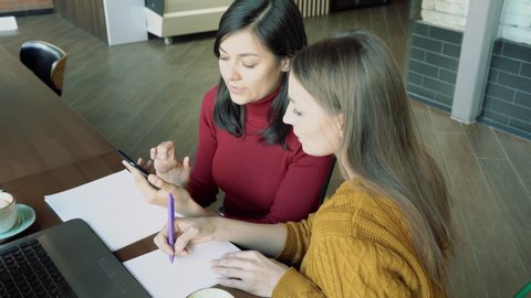 Two Young Women Discussing Something While Stock Footage Video (100% ...