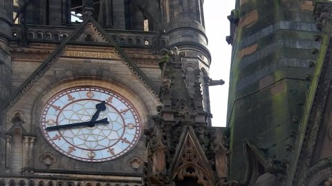 Manchester Town Hall Clock Face Tower Stock Footage Video (100% Royalty ...