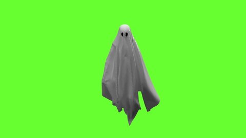 Flying White Ghost On Green Screen Stock Footage Video (100% Royalty ...
