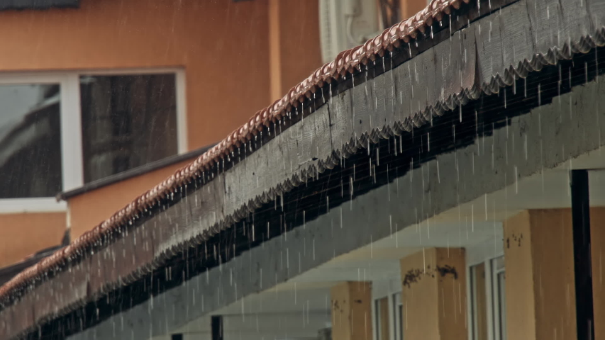 heavy rain on roof house rainy Stock Footage Video (100% Royalty-free ...