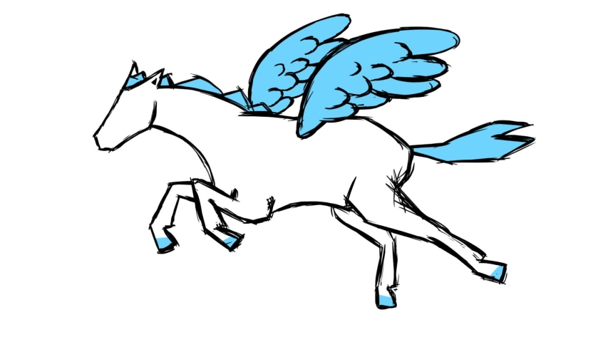 running pegasus cartoon character 24fps seamless Stock Footage Video ...