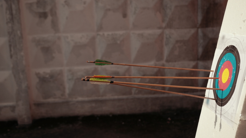 archery wooden arrows colored end fly Stock Footage Video (100% Royalty ...