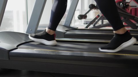 Legs Walking On Treadmill Gym Slow Stock Footage Video (100% Royalty ...