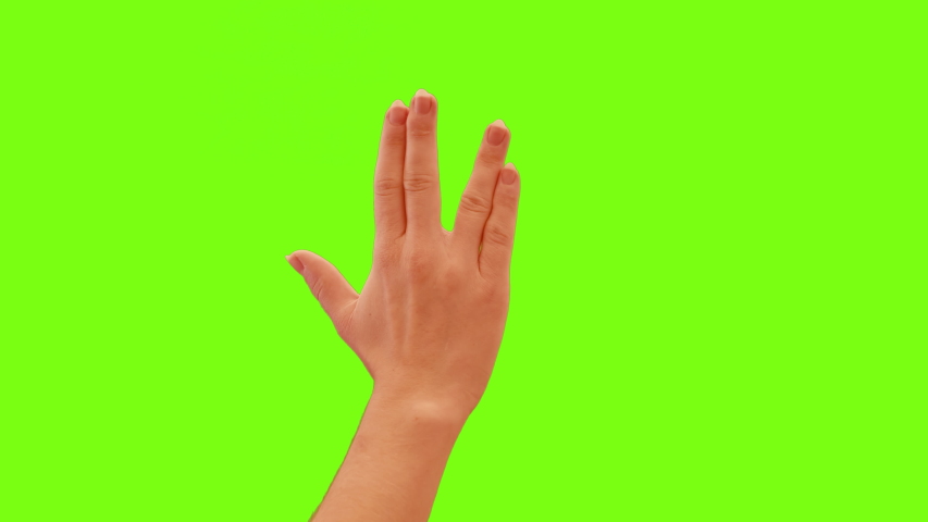 female hand vulcan greeting on green: Stockvideos & Filmmaterial (100 % ...