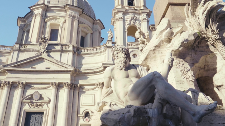 statue zeus bernini's fountain four rivers Stock Footage Video (100% ...