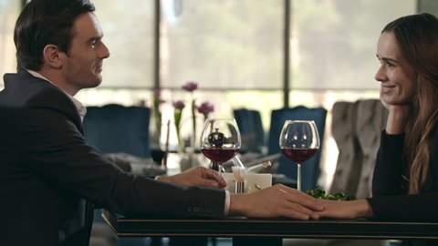 love couple sitting restaurant table man Stock Footage Video (100% ...