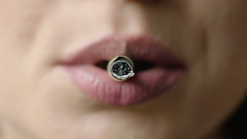 Girl with Beutiful Lips Smoking Stock Footage Video (100% Royalty-free ...