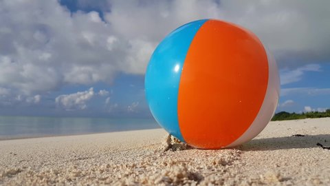Close Shot Colorful Beachball On Sandy Stock Footage Video (100% ...