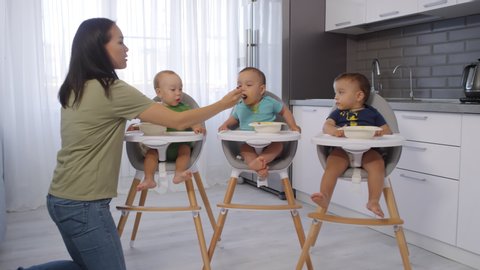 Dollying Shot Young Asian Mother Kneeling Stock Footage Video (100% ...