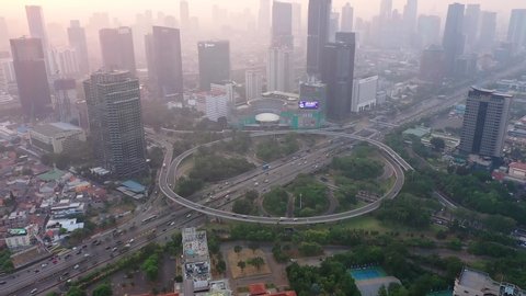 Reveal View Semanggi Bridge Interchange Jakarta Stock Footage Video ...