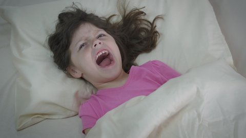 Child Cry Bed Sleeping Little Girl Stock Footage Video (100% Royalty ...