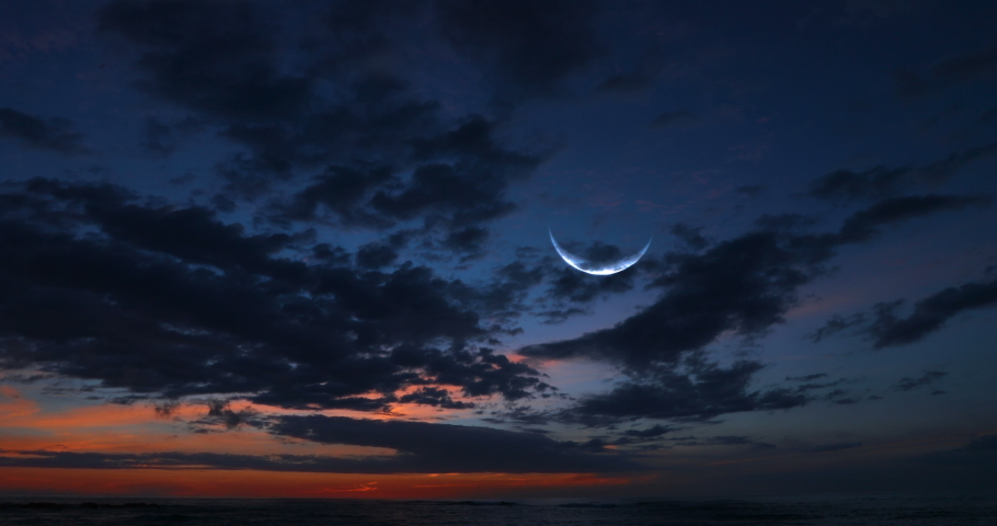 New Moon Rising Before the Stock Footage Video (100% Royalty-free ...