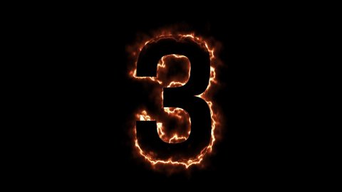 Energy Fiery Number 3 Animation Fiery Stock Footage Video (100% Royalty ...