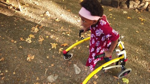 Black Girl Cerebral Palsy Walking Park Stock Footage Video (100% ...