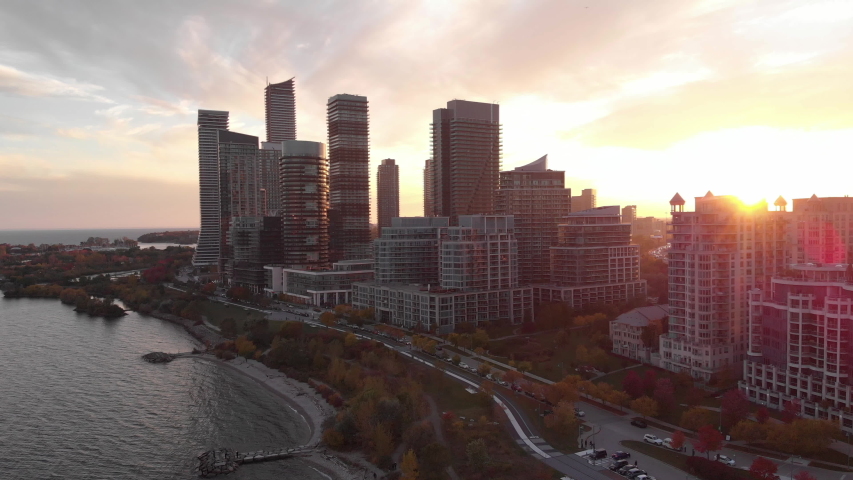 Drone Aerial of Toronto Waterfront Stock Footage Video (100% Royalty ...