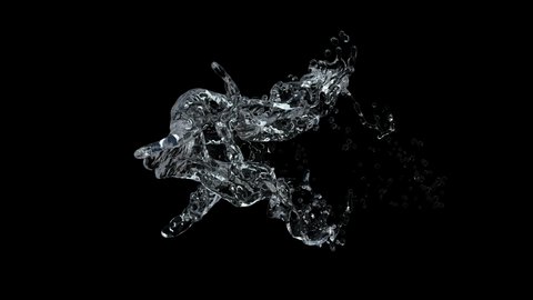 Water Splash Realistic On Black Background3d Stock Footage Video (100% ...