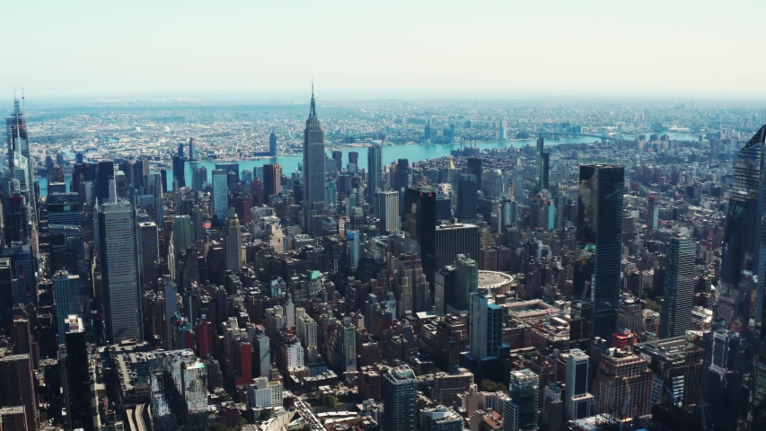High Aerial of Manhattan, Drone Stock Footage Video (100% Royalty-free ...