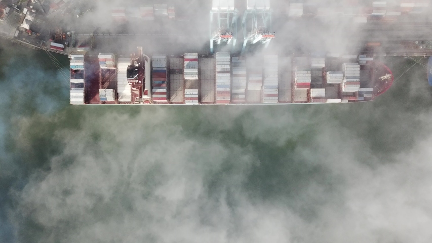 bird's eye view container terminal large Stock Footage Video (100% ...