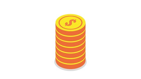 Stacks Gold Coins Isometric Loop Animation Stock Footage Video (100% ...