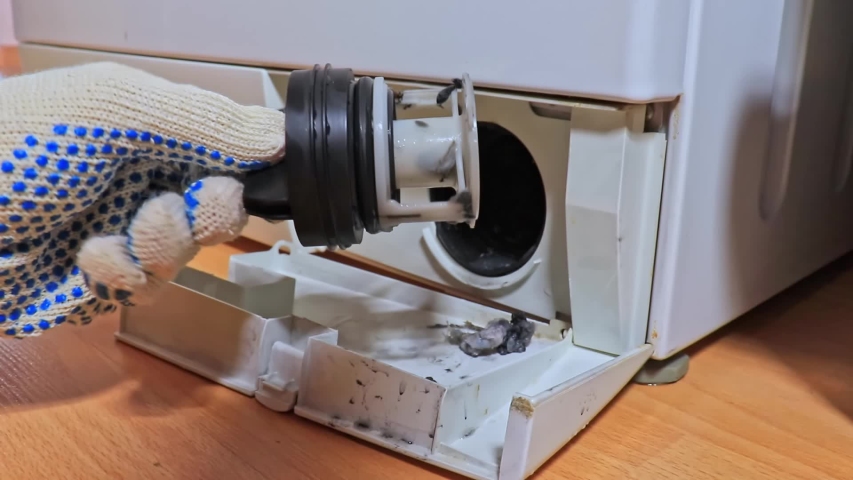 Inspecting Washing Machines Dirty Clogged Stock Footage Video (100% ...