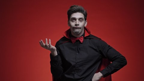 Vampire Man Fangs Black Halloween Costume Stock Footage Video (100% ...