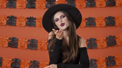 Beautiful Flirty Young Witch Woman Black Stock Footage Video (100% ...