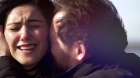 Man Crying Trying Console Girlfriend Extreme Stock Footage Video (100% ...