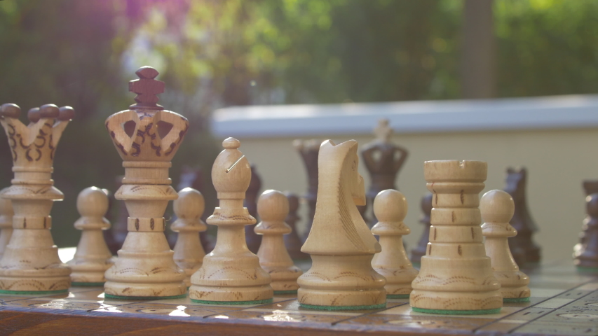 wooden chess game on table camera Stock Footage Video (100% Royalty ...