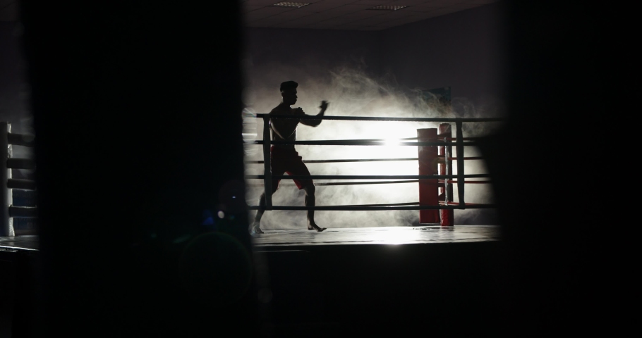 Dedicated Athlete Doing a Shadow Stock Footage Video (100% Royalty-free ...