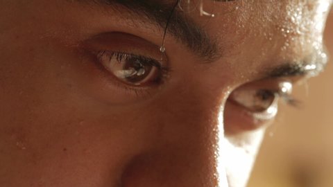 Closeup Sweating Teenage Boy Intensely Working Stock Footage Video (100 ...