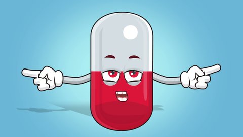 Cartoon Pill Capsule Face Animation Evil Stock Footage Video (100% ...