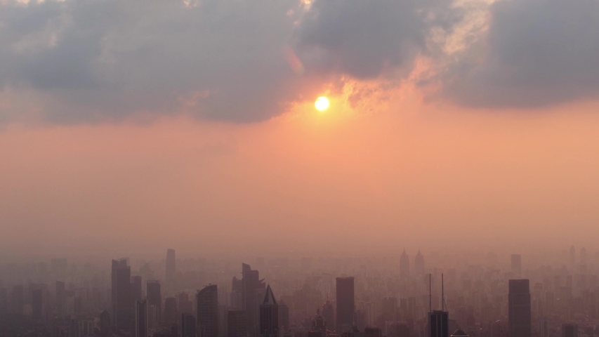 Dusk and sunset and red skies in Shanghai image - Free stock photo ...