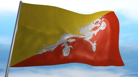 Flag Bhutan Beautiful 3d Animation Bhutan Stock Footage Video (100% ...