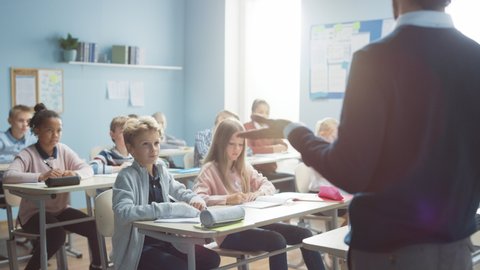 Kids Showing Hands During Lesson Elementary Stock Photo 667978948 ...