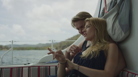 Romantic Couple Cuddling Relaxing On Boat Stock Footage Video (100% ...